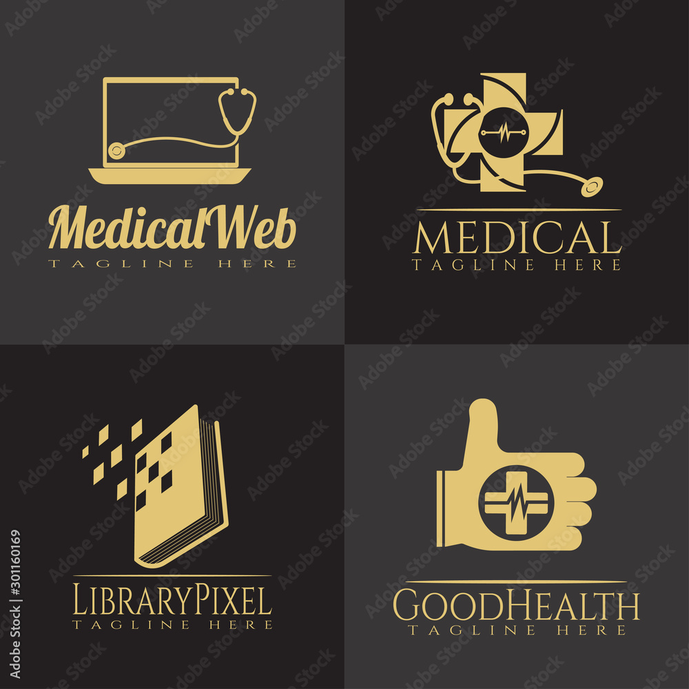 Collection of medical and health logos for clinics, icons of human ...