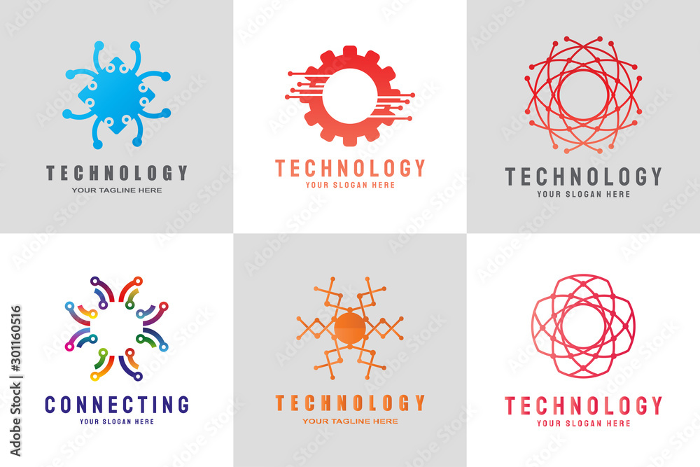 Future digital technology logo template, network, internet, connection ...