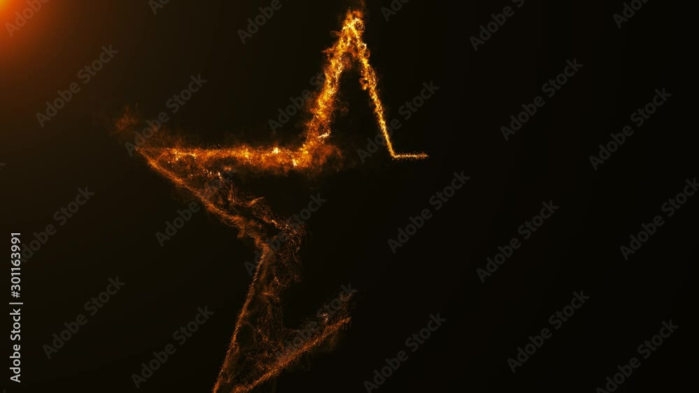 Star Shape With Light Stroke Background Loop/ 4k animation of a golden ...