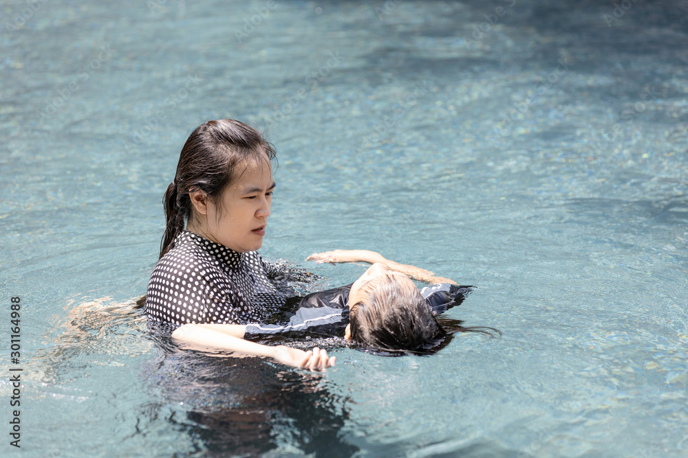 Asian child girl drowning in underwater,drowning female teenager in ...