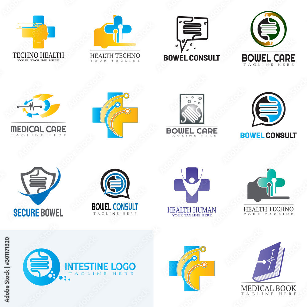 Collection of medical and health logos for clinics, icons of human ...