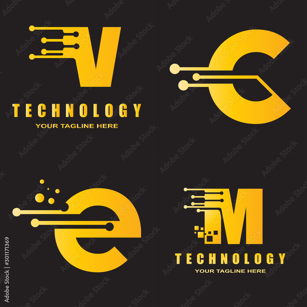 Future digital technology logo template, network, internet, connection ...