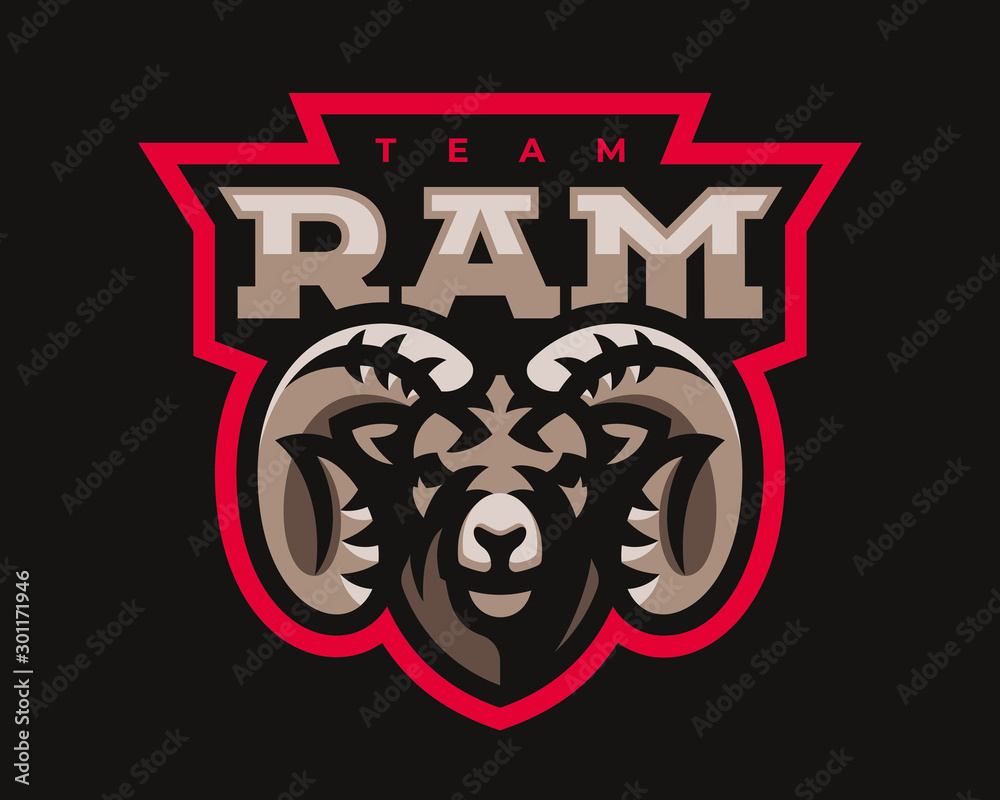 Ram modern mascot logo. Aries design emblem template for a sport and ...