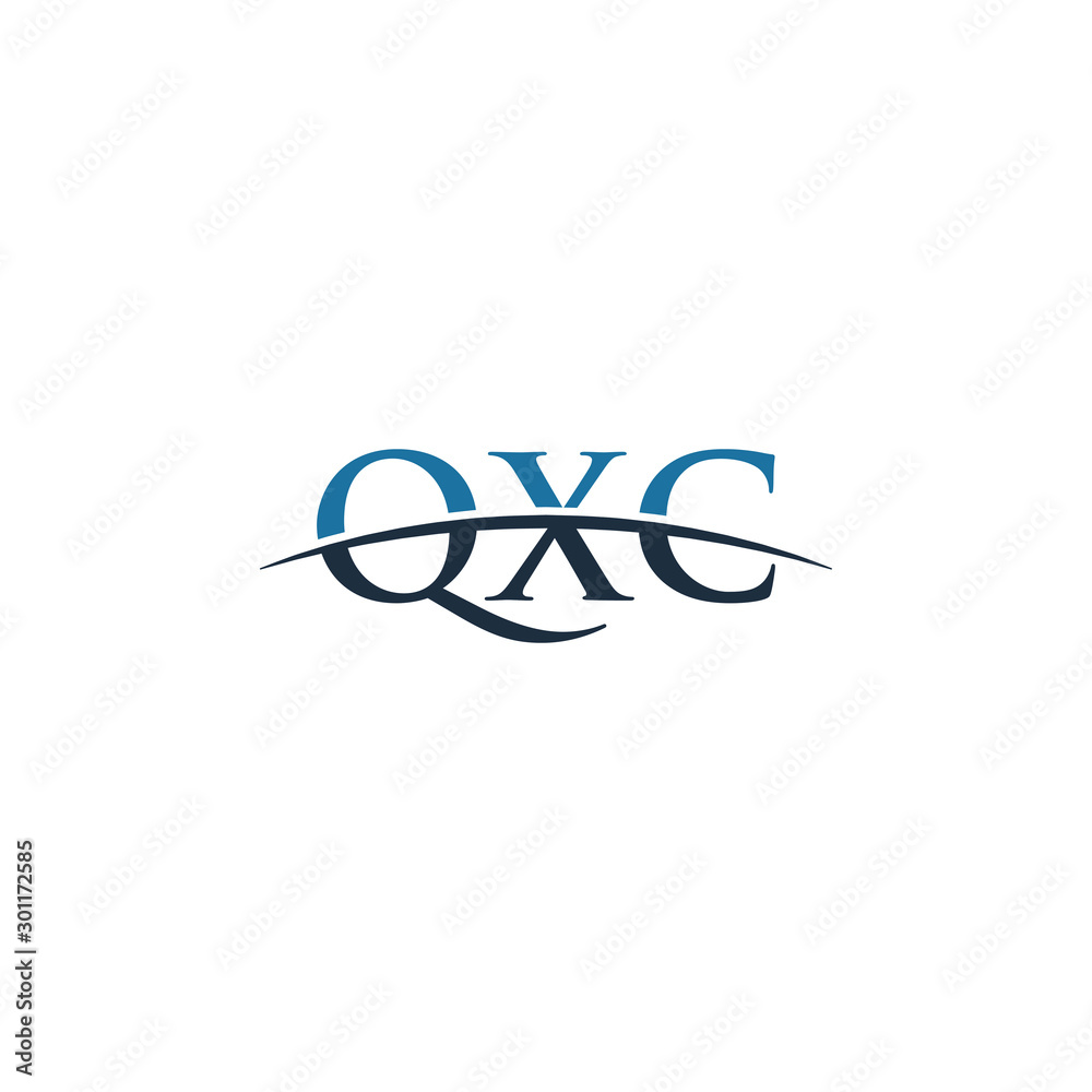 Initial letter QXC, overlapping movement swoosh horizon logo company ...
