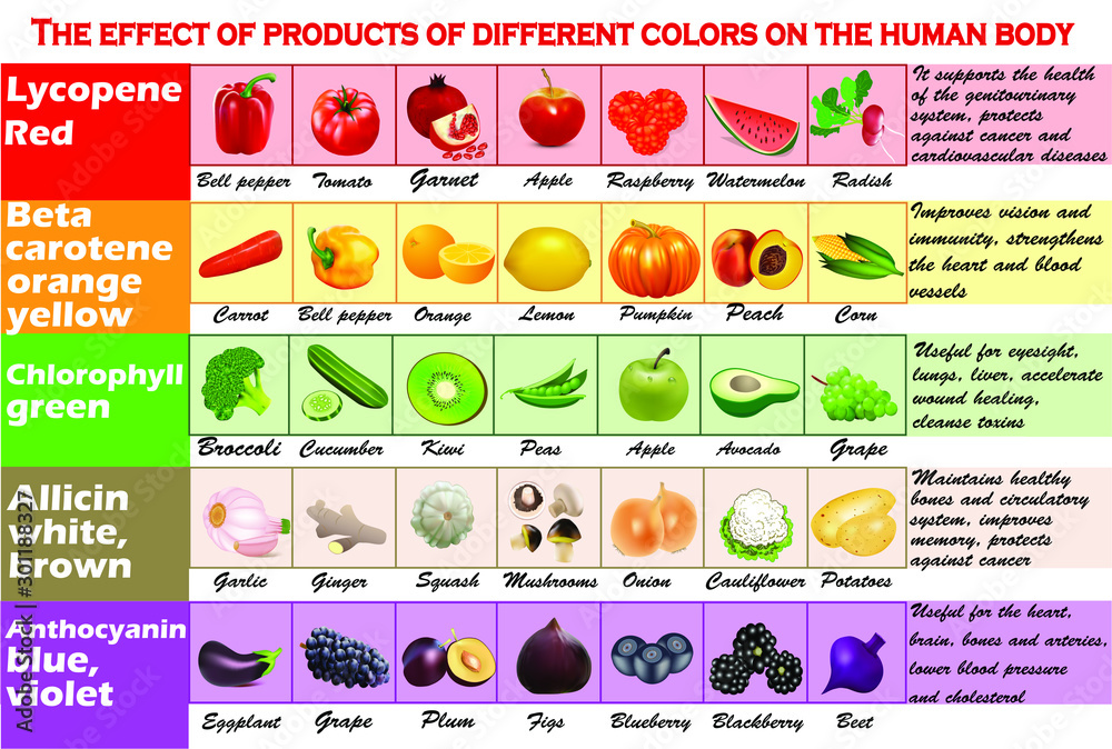 Infographics illustration set. - The effect of products of different ...