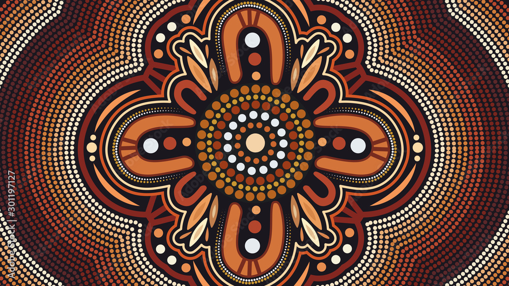 Illustration based on aboriginal style of background. Stock Vector ...