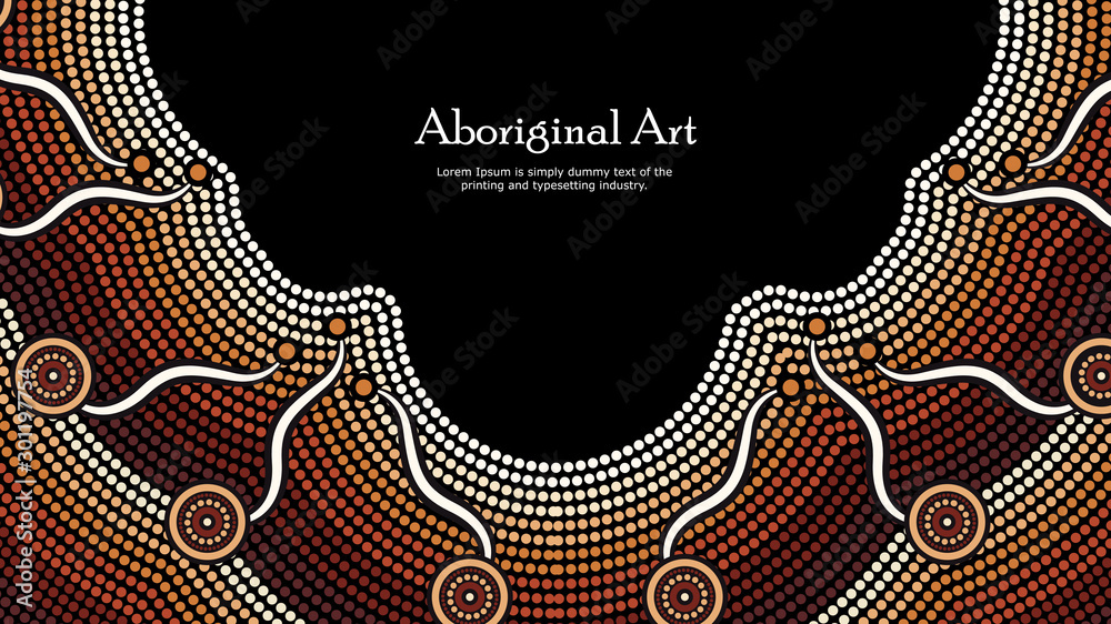 Aboriginal dot art vector banner with text. Stock Vector | Adobe Stock
