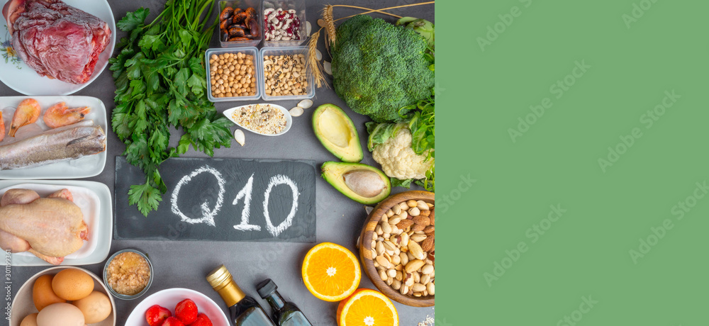 Composition with food contains coenzyme Q10, antioxidant, produce ...