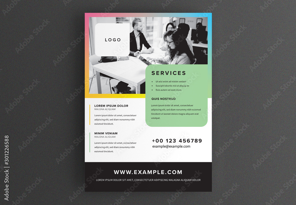 Simple Flyer Layout with Colored Frame Stock Template | Adobe Stock