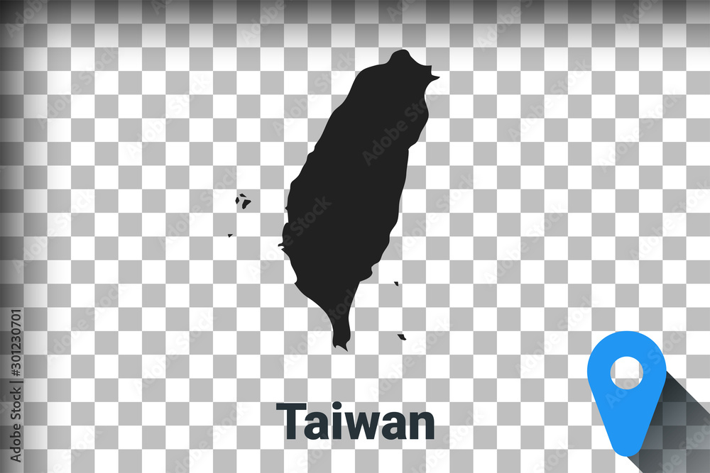 Map of Taiwan, black map on a transparent background. alpha channel ...