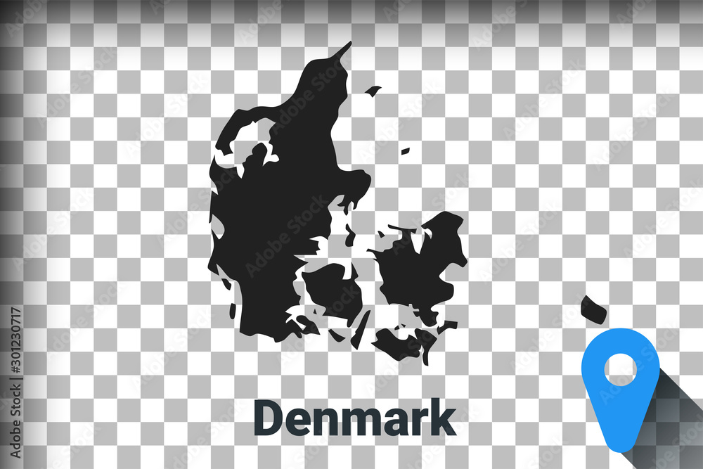Map of denmark, black map on a transparent background. alpha channel ...