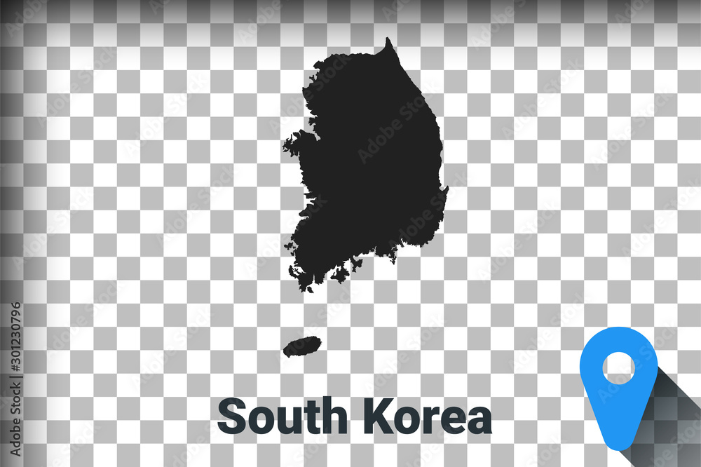 Vecteur Stock Map of South Korea, black map on a transparent background ...