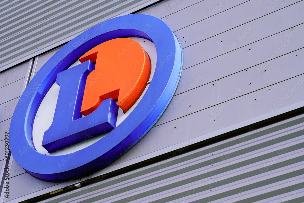 Leclerc logo sign E.Leclerc shop store supermarket Stock Photo | Adobe ...