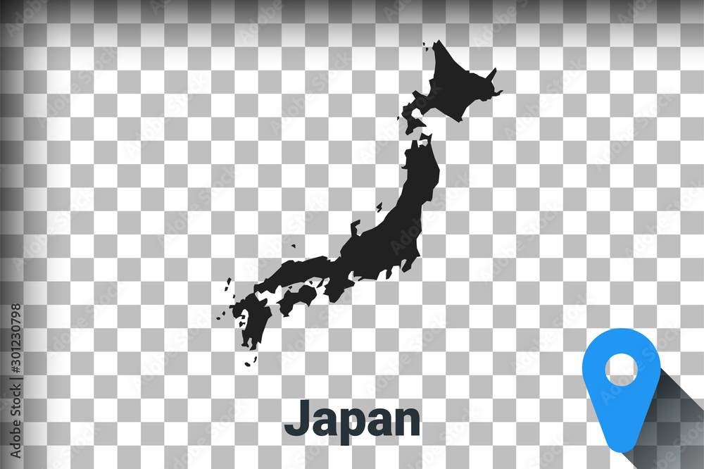 Map of Japan, black map on a transparent background. alpha channel ...