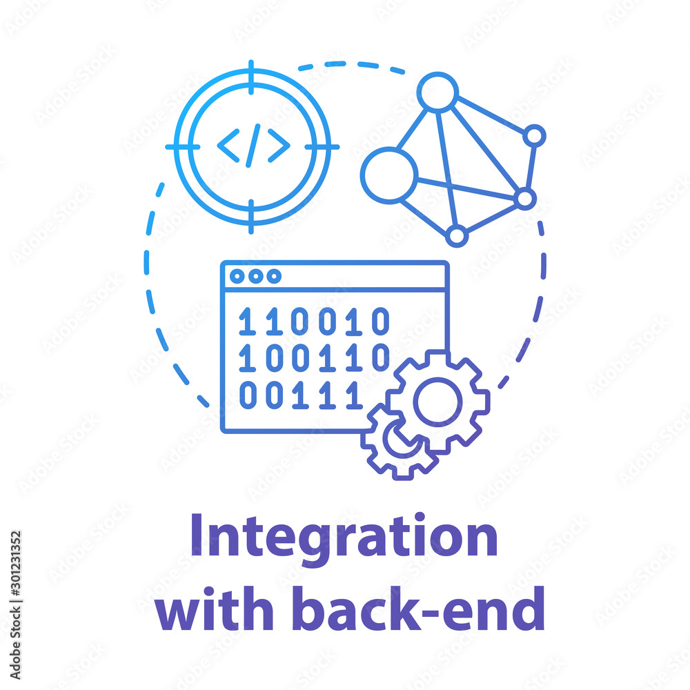 Integration with back-end concept icon. Software development kit idea ...
