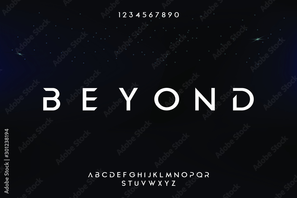 Abstract technology science alphabet font. digital space typography ...