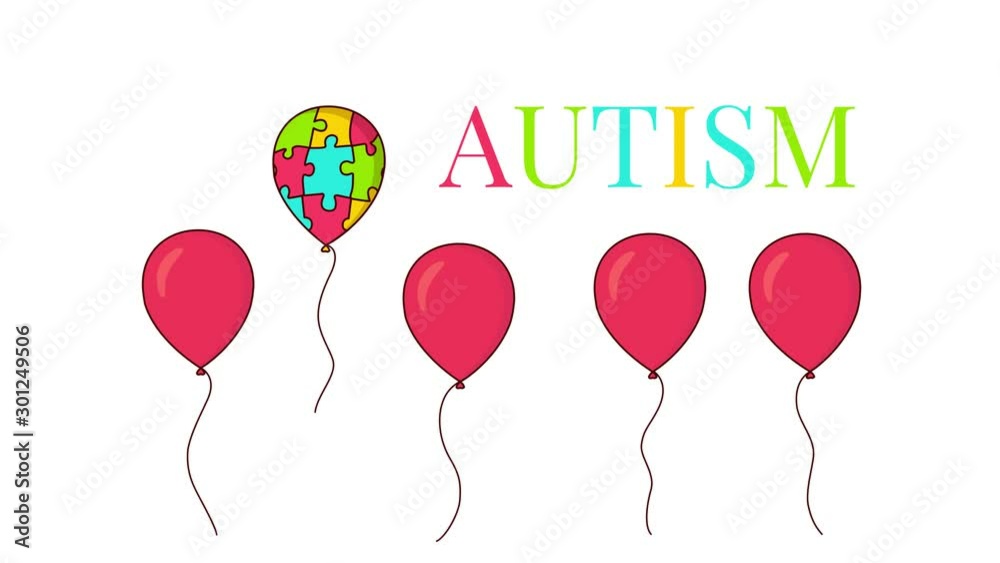 World autism day awareness cartoon animation with a balloon made of ...