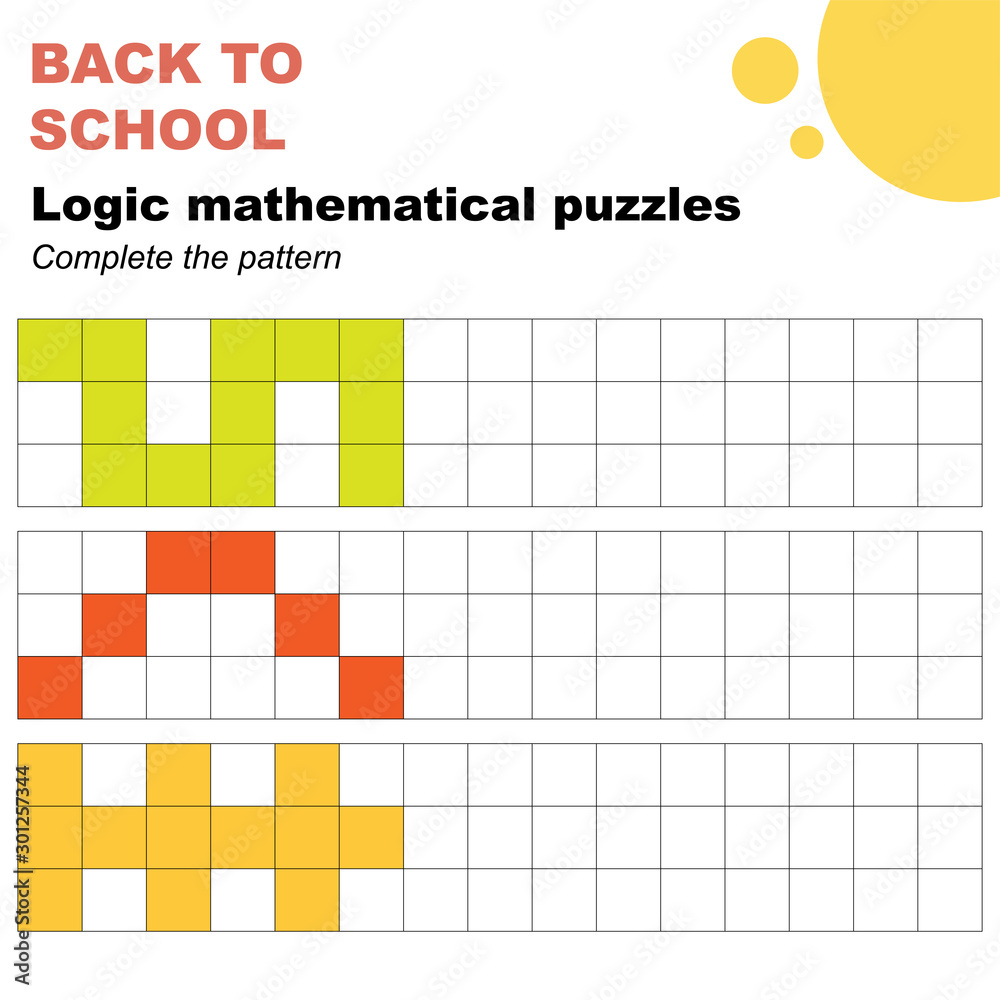 Complete the patterns, mathematical logic puzzles worksheet. Easy ...