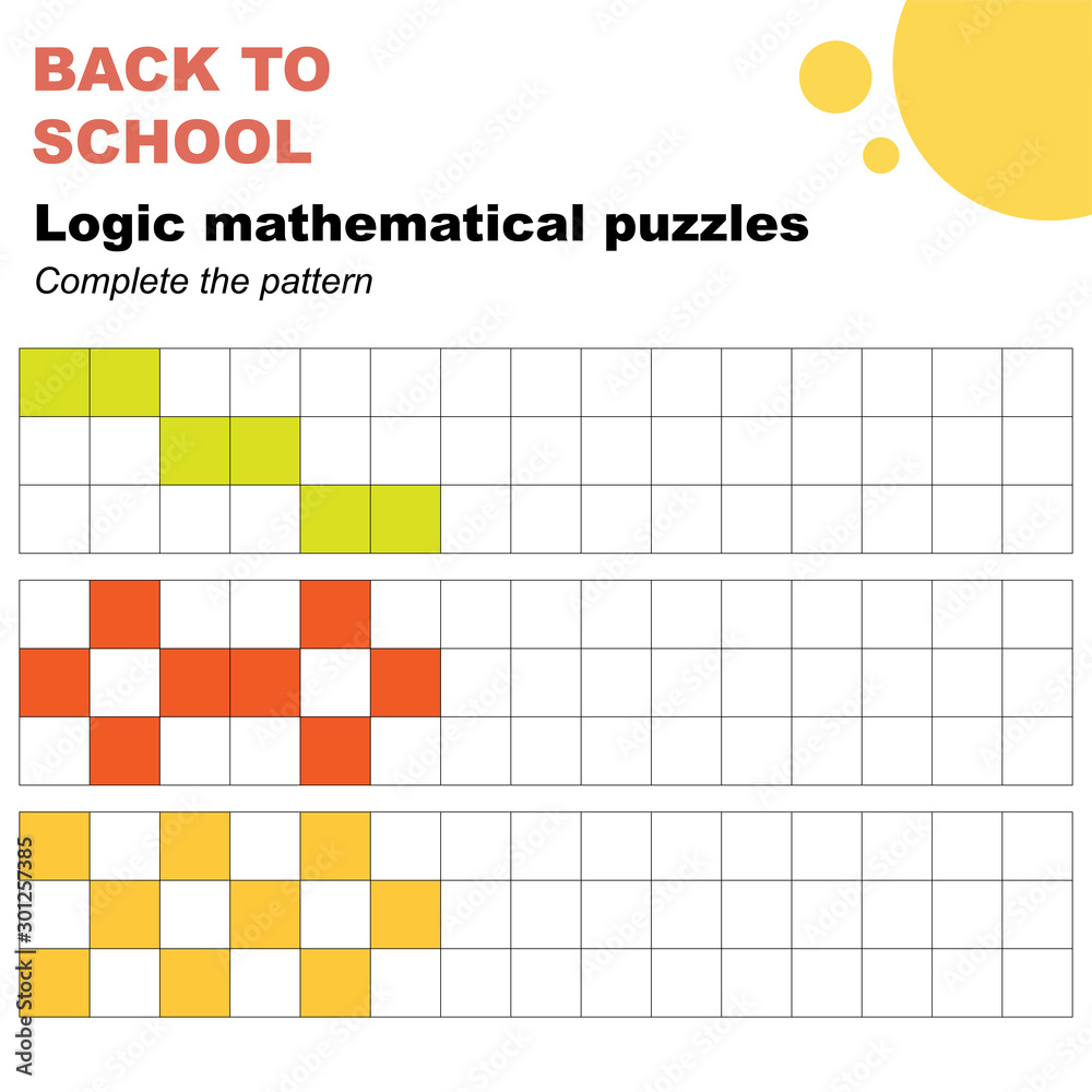 Complete the patterns, mathematical logic puzzles worksheet. Easy ...