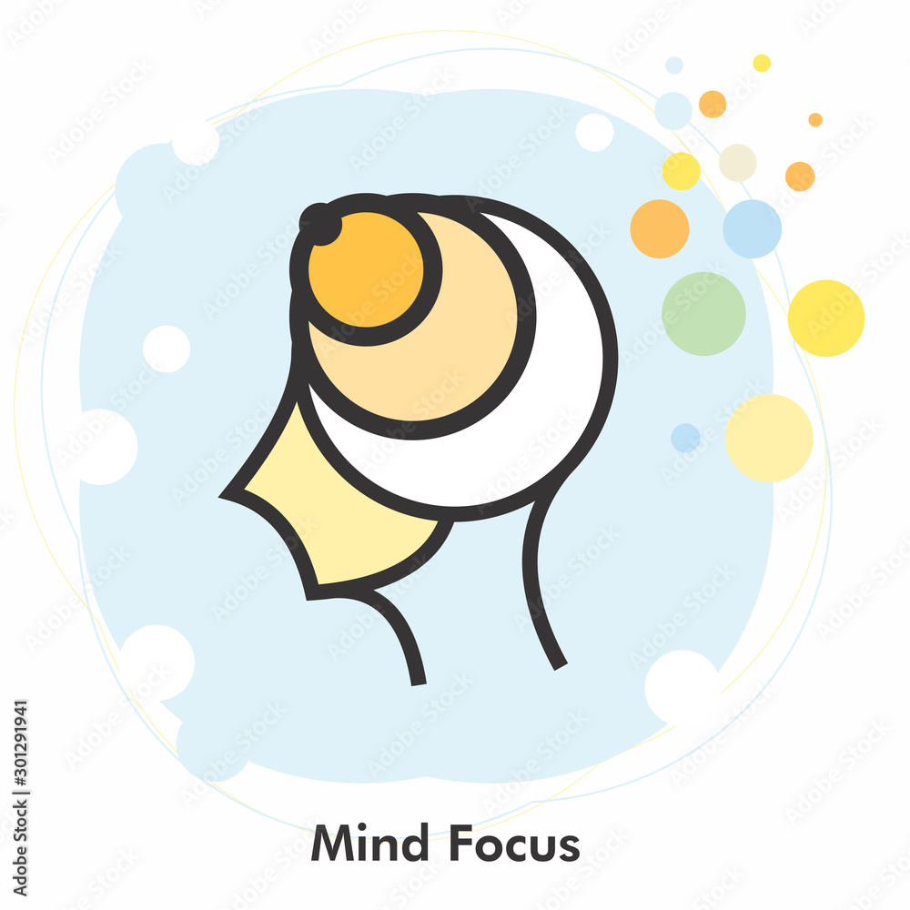 Mind focus icon concept with center red point in the drawing of human ...