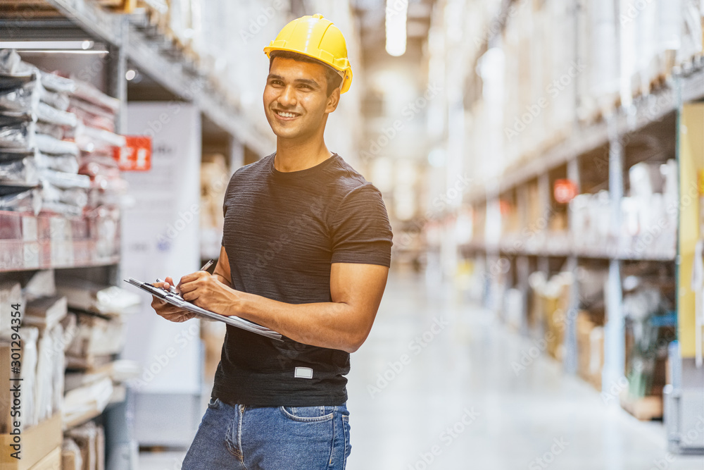 Smart Indian engineer man worker wearing safety helmet doing ...