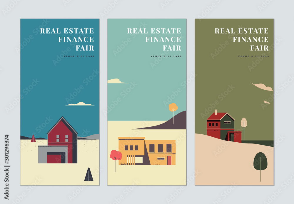 Set of brochure cover template design for real estate and property fair ...