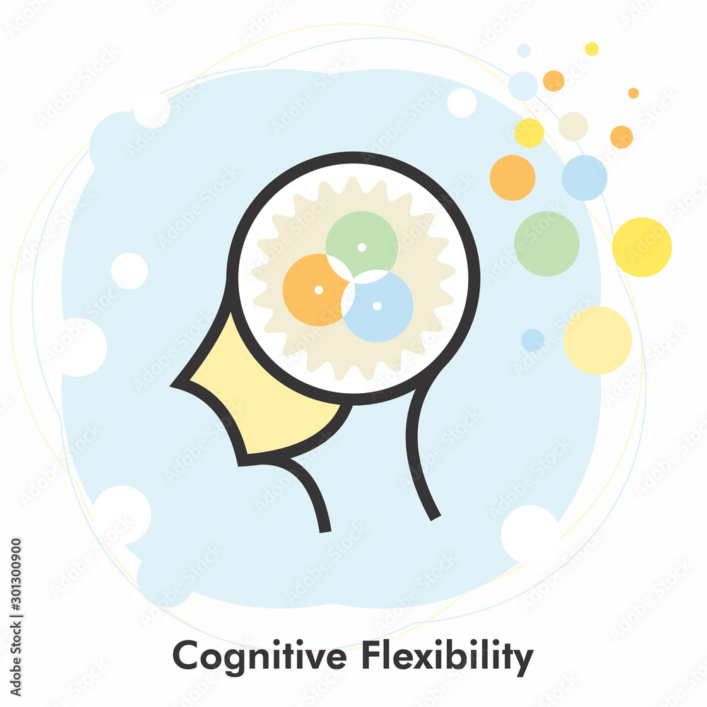 Cognitive flexibility icon concept in the drawing of human brain ...