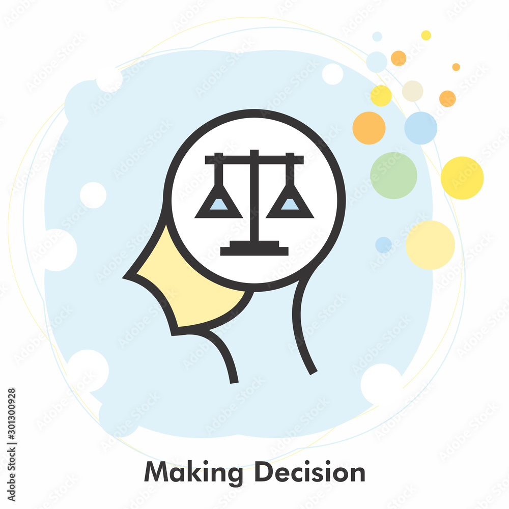 Equal Scale Balance, making decision icon concept in the drawing of ...
