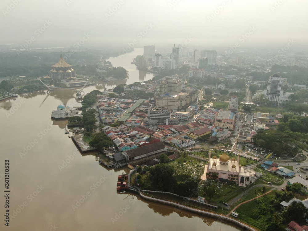 Kuching, Sarawak / Malaysia - November 8 2019: The buildings, landmarks ...