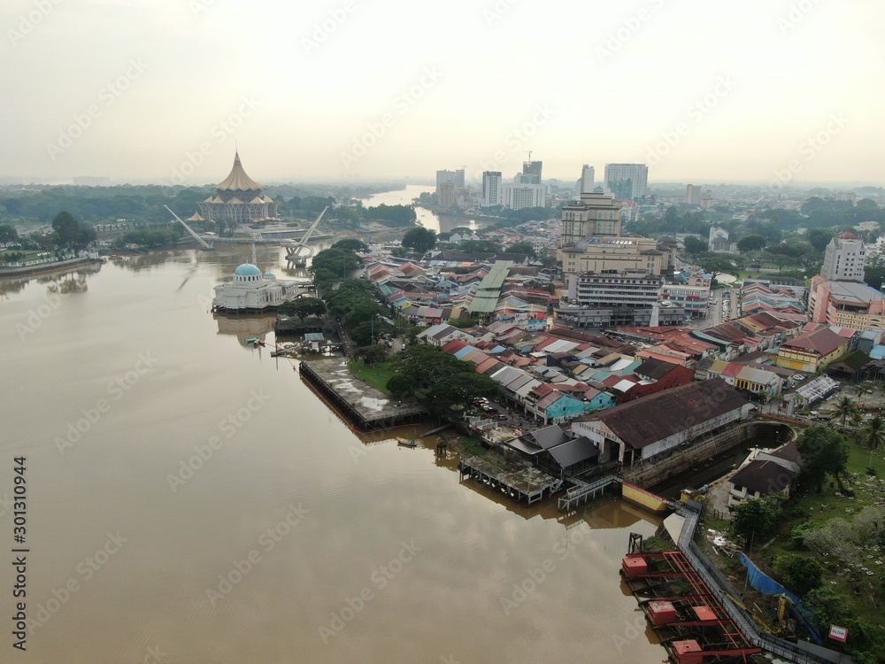 Kuching, Sarawak / Malaysia - November 8 2019: The buildings, landmarks ...
