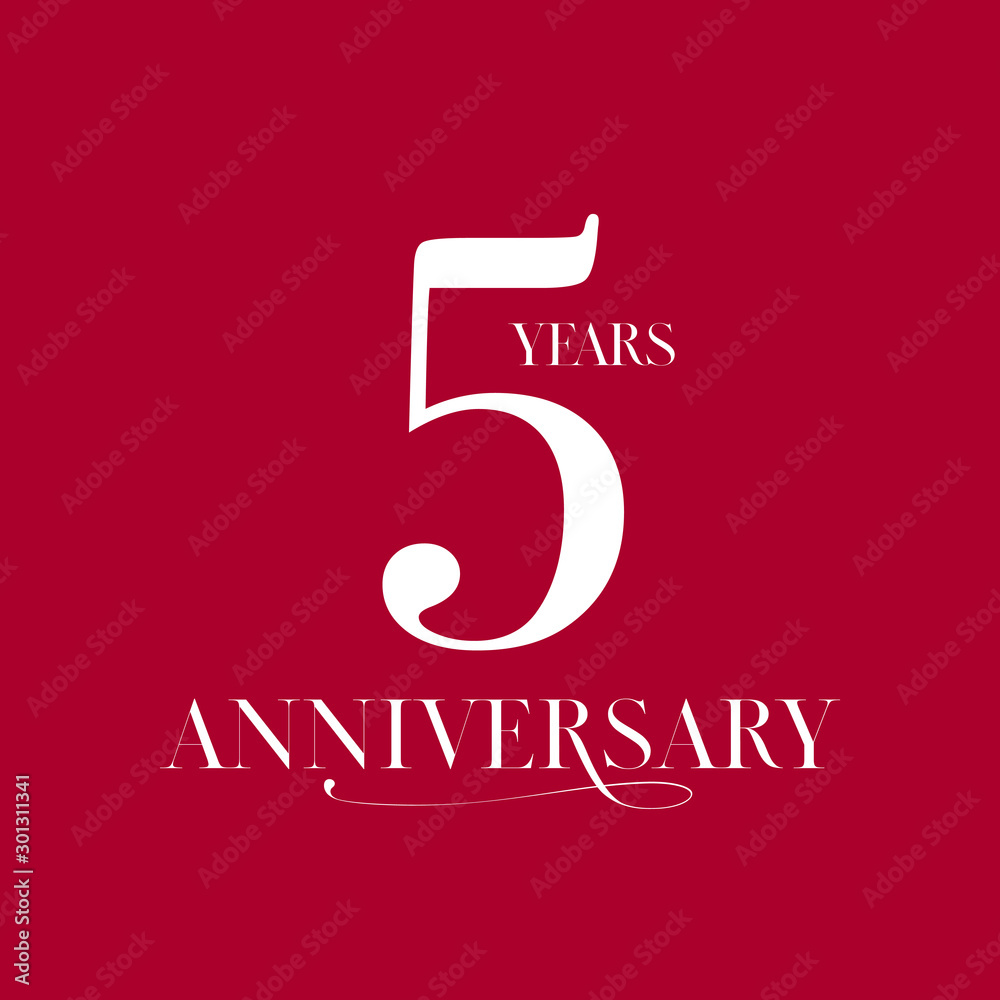 5 years anniversary vector logo, icon. Design element with number for ...