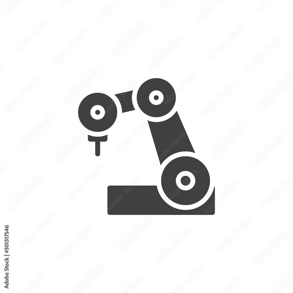 Automation robot arm vector icon. filled flat sign for mobile concept ...
