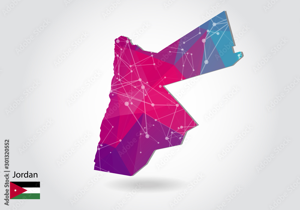 Vector polygonal Jordan map. Low poly design. map made of triangles on ...