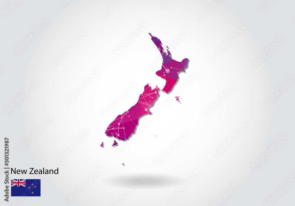 Vector polygonal New Zealand map. Low poly design. map made of ...