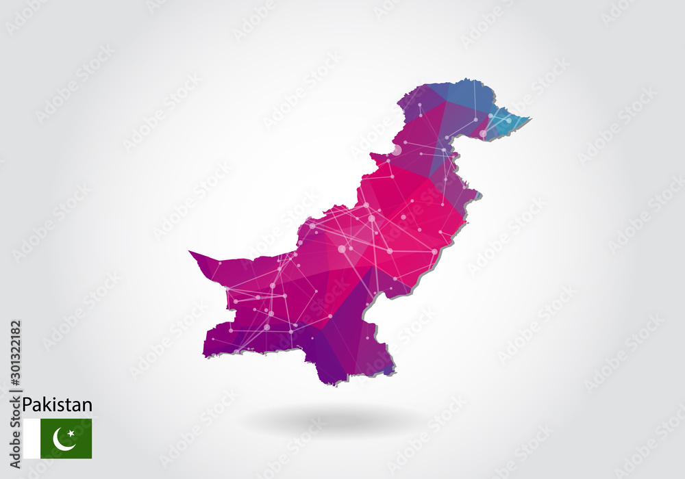 Vector polygonal Pakistan map. Low poly design. map made of triangles ...