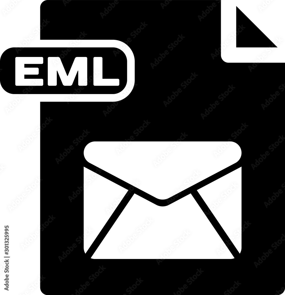 Black EML file document. Download eml button icon isolated on white ...