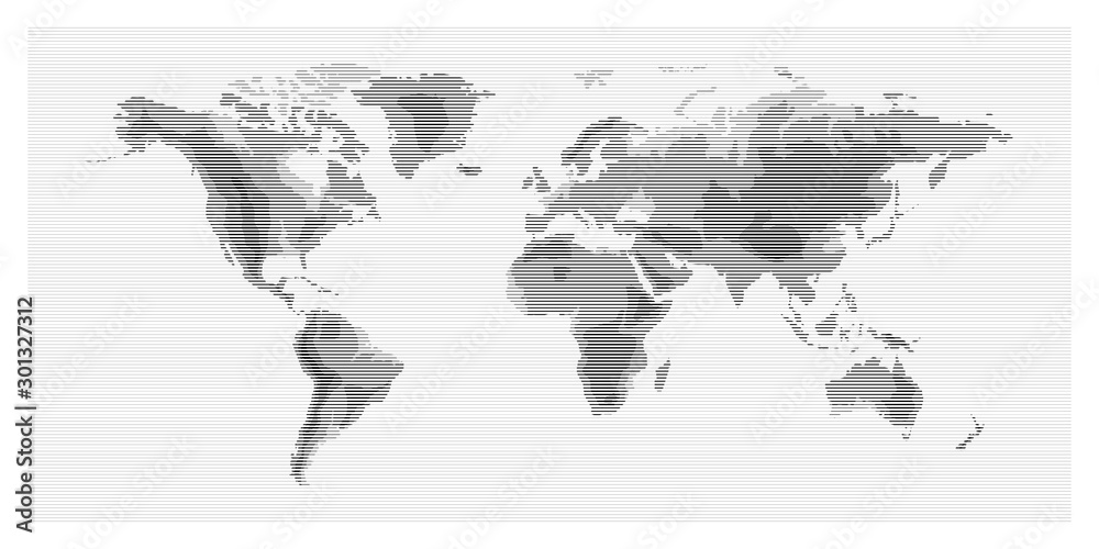 world map flat design lines with Oceans. Planet Earth background screen ...