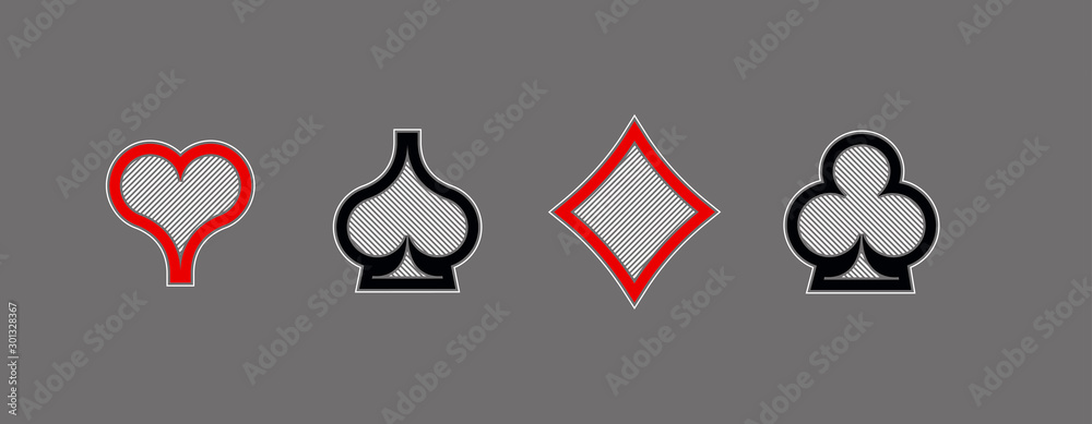 Icons Set shape diamonds, clovers, hearts, spades Four Playing card ...