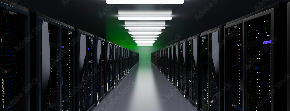 Server room data center. Backup, mining, hosting, mainframe, farm and ...