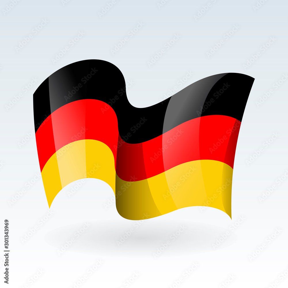 3D Waving flag of Germany. Vector illustration. Isolated on white ...