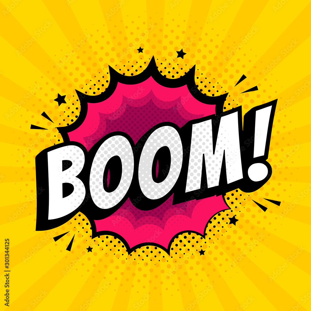 Vetor de Lettering Boom, bomb. Comic text sound effects. Vector bubble ...