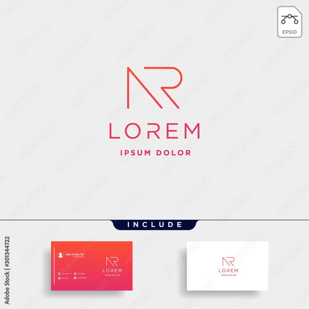 Letter NR AR R N Logo Design Simple Vector Stock Vector | Adobe Stock