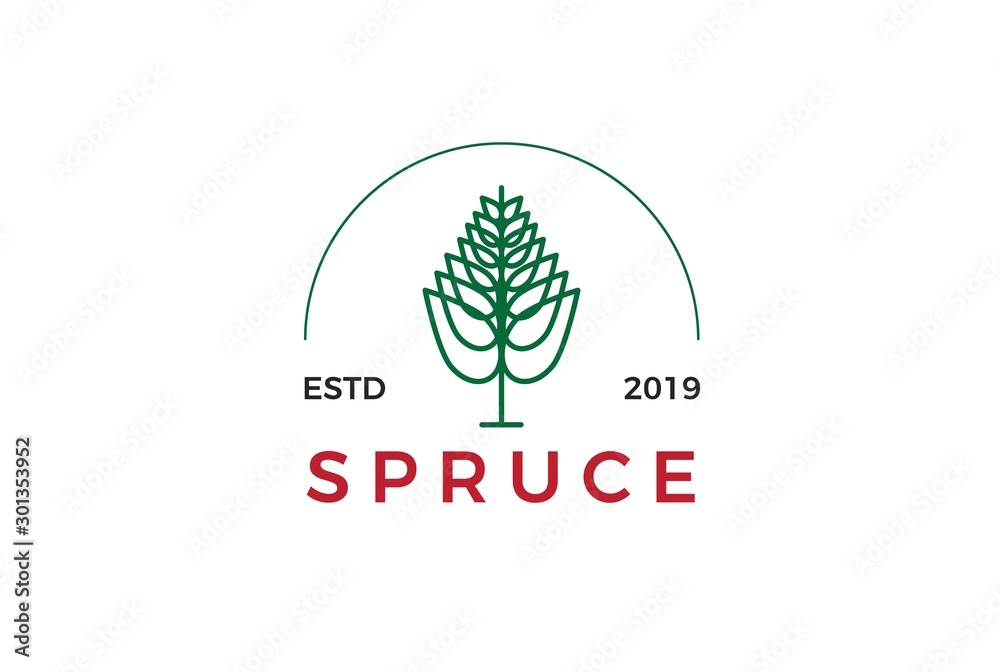 Minimalist modern spruce tree line art logo design vector graphic Stock ...