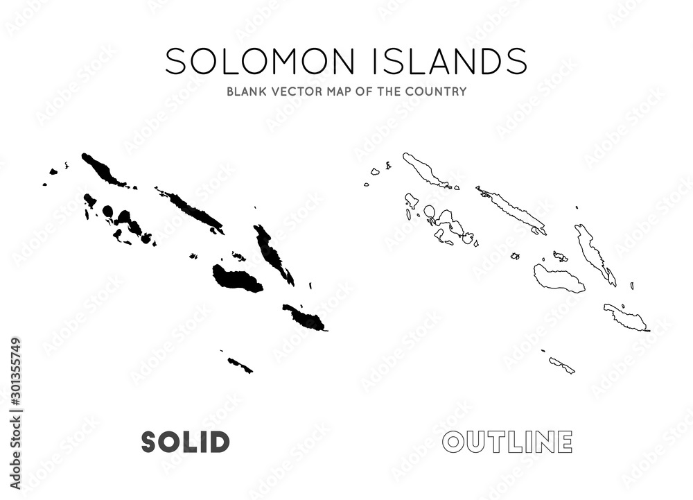 Solomon Islands map. Blank vector map of the Country. Borders of ...