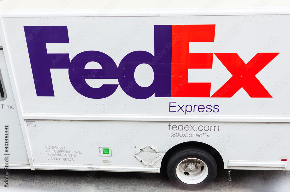 FedEx Express truck in New York City Stock Photo | Adobe Stock