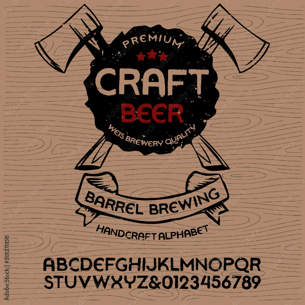 " beer " typeface. Vector hand crafted font in medieval style. Good for ...