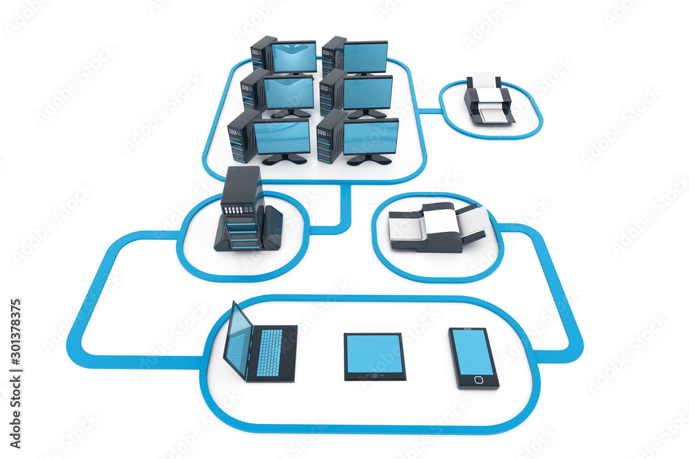 Computer network. Internet concept. Network diagram. 3d illustration ...