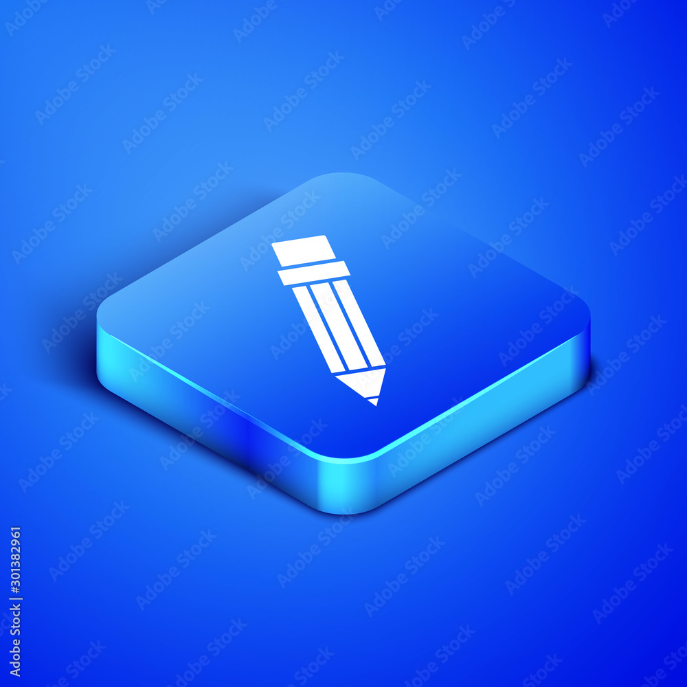 Blue Square Icon With Pencil