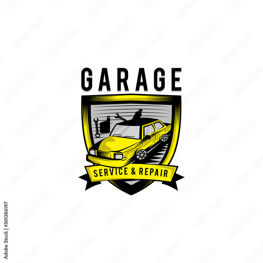 Car Garage Service & Repair Logo Vector Icon Illustration Stock Vector ...