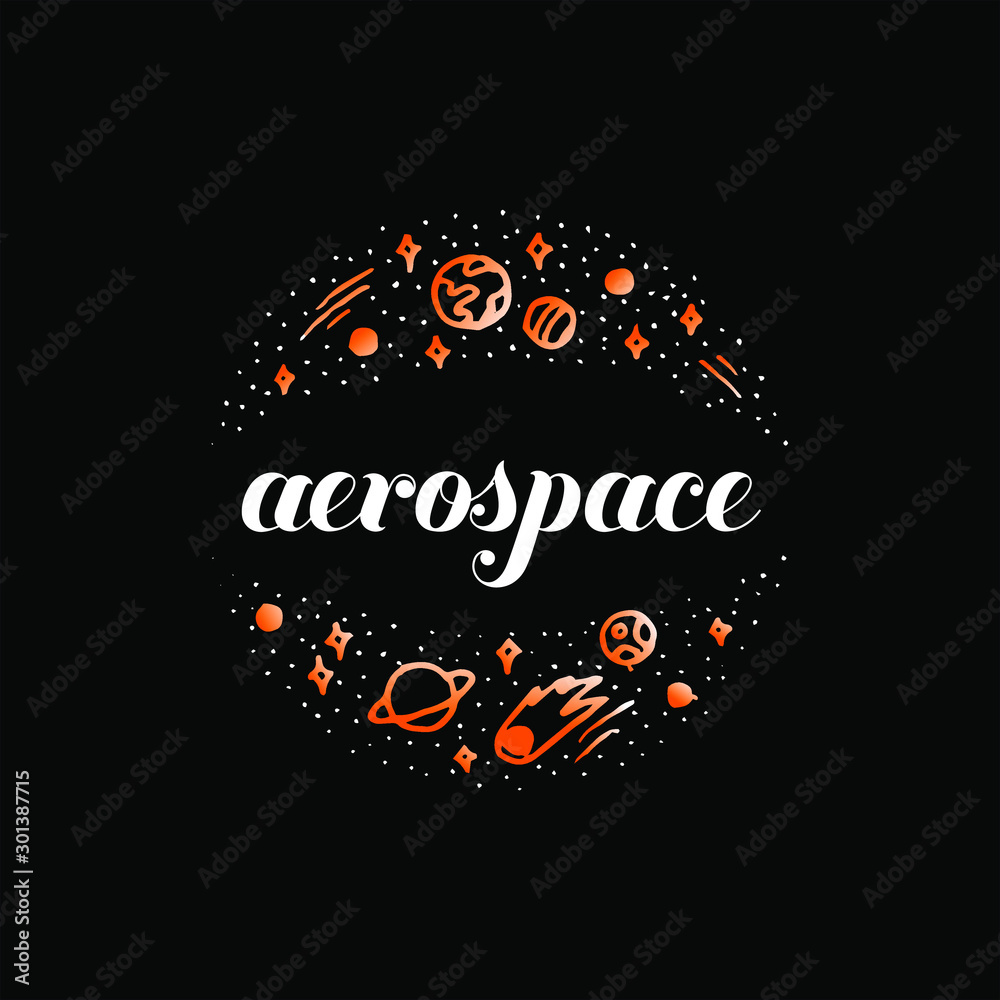 aerospace logo modern circle doodle art of planetarium for banner or ...